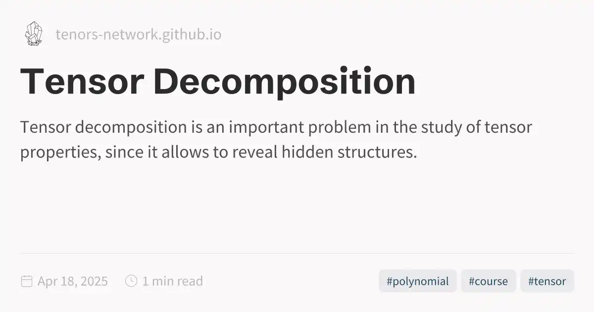 Tensor Decomposition